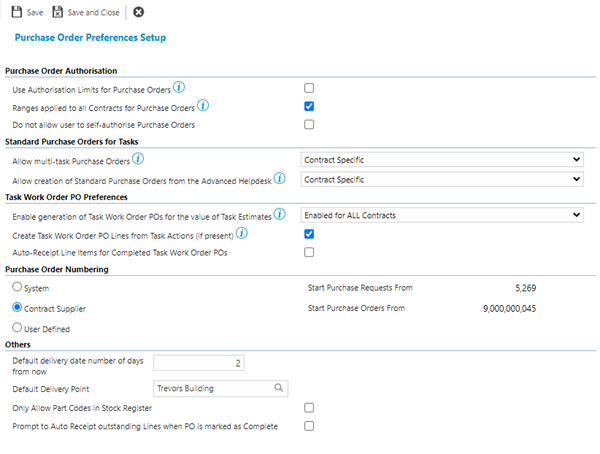 Purchase Order Preferences